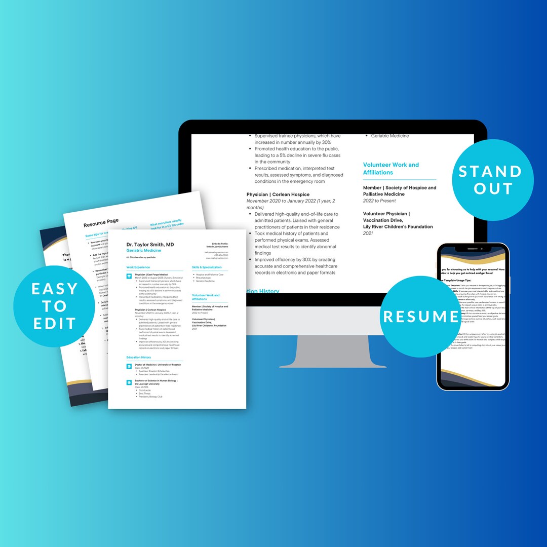 Simple Physician Geriatric Medicine CV With Tips | Portfolio Link ...