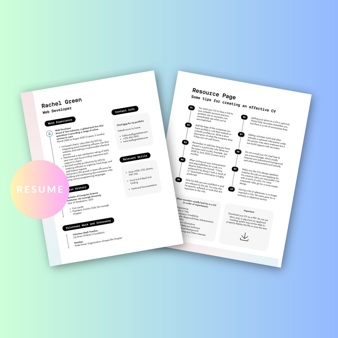 Modern UI Web Developer Resume Template With 10 Effective CV Tips ...