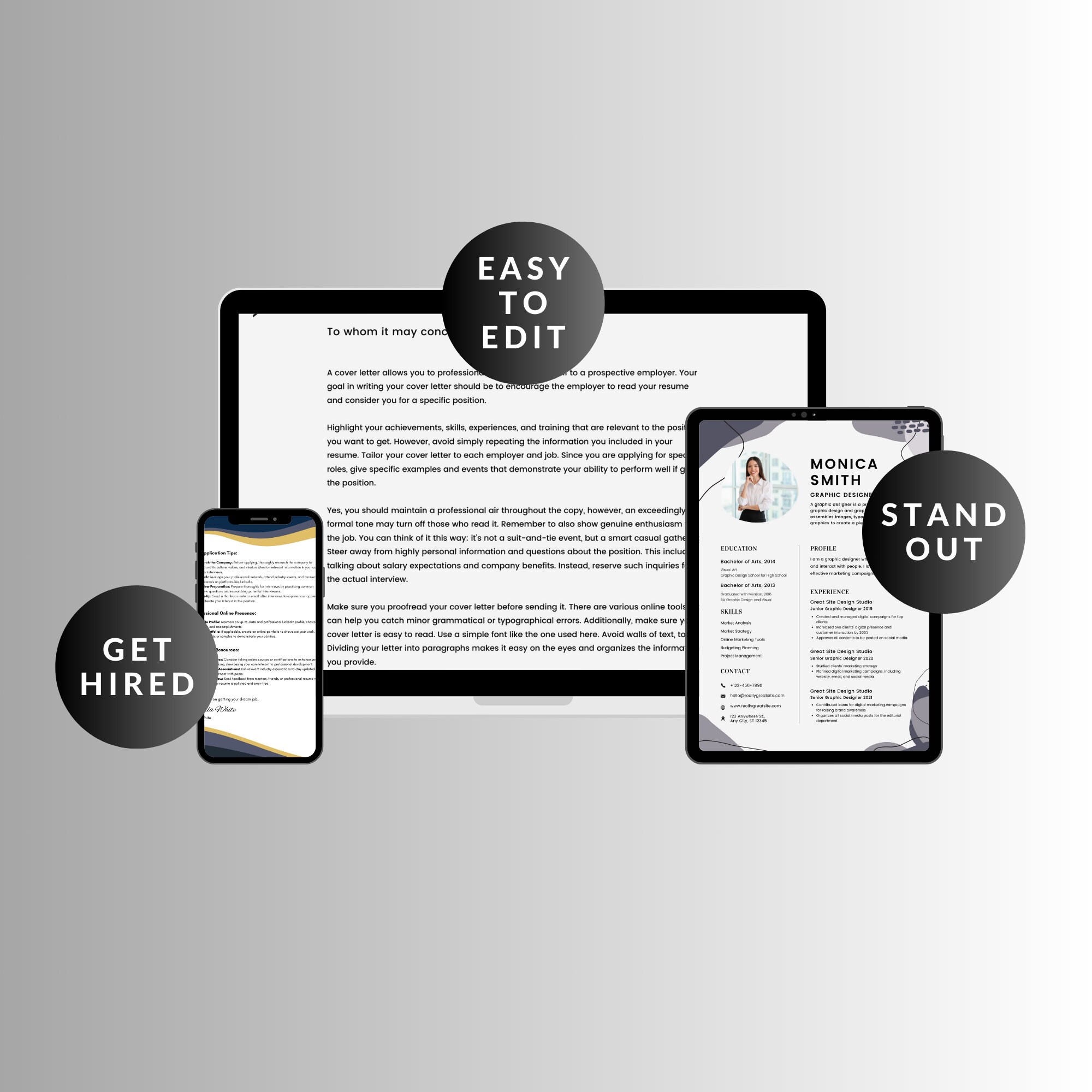 Modern Elegant Grey CV Resume Template | Instant Download | Editable in ...