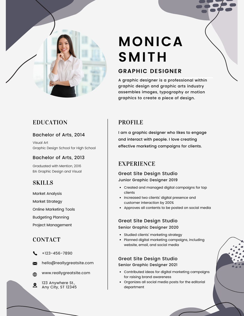 Modern Elegant Grey CV Resume Template | Instant Download | Editable in ...