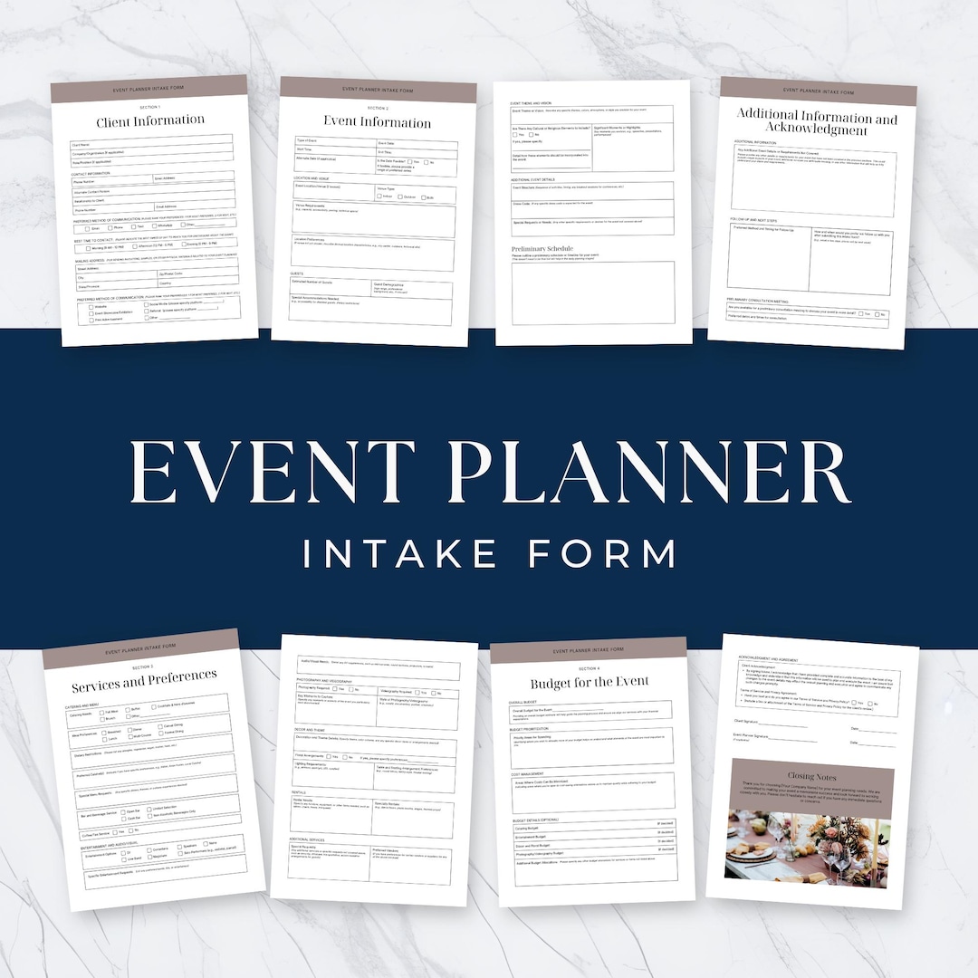 Editable Event Planning Intake Form | Canva Template | Client ...