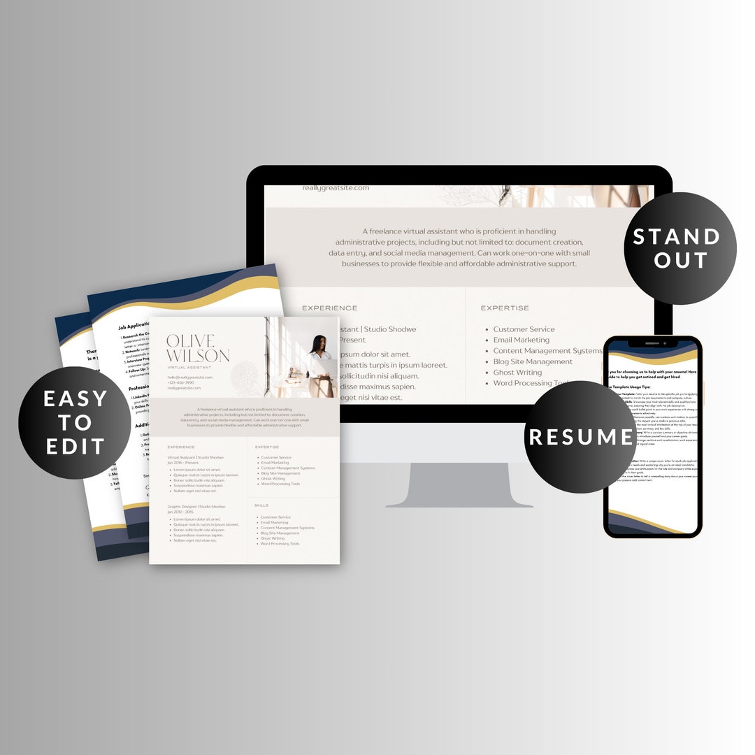 Feminine Virtual Assistant Resume Template | Resume Template Instant ...