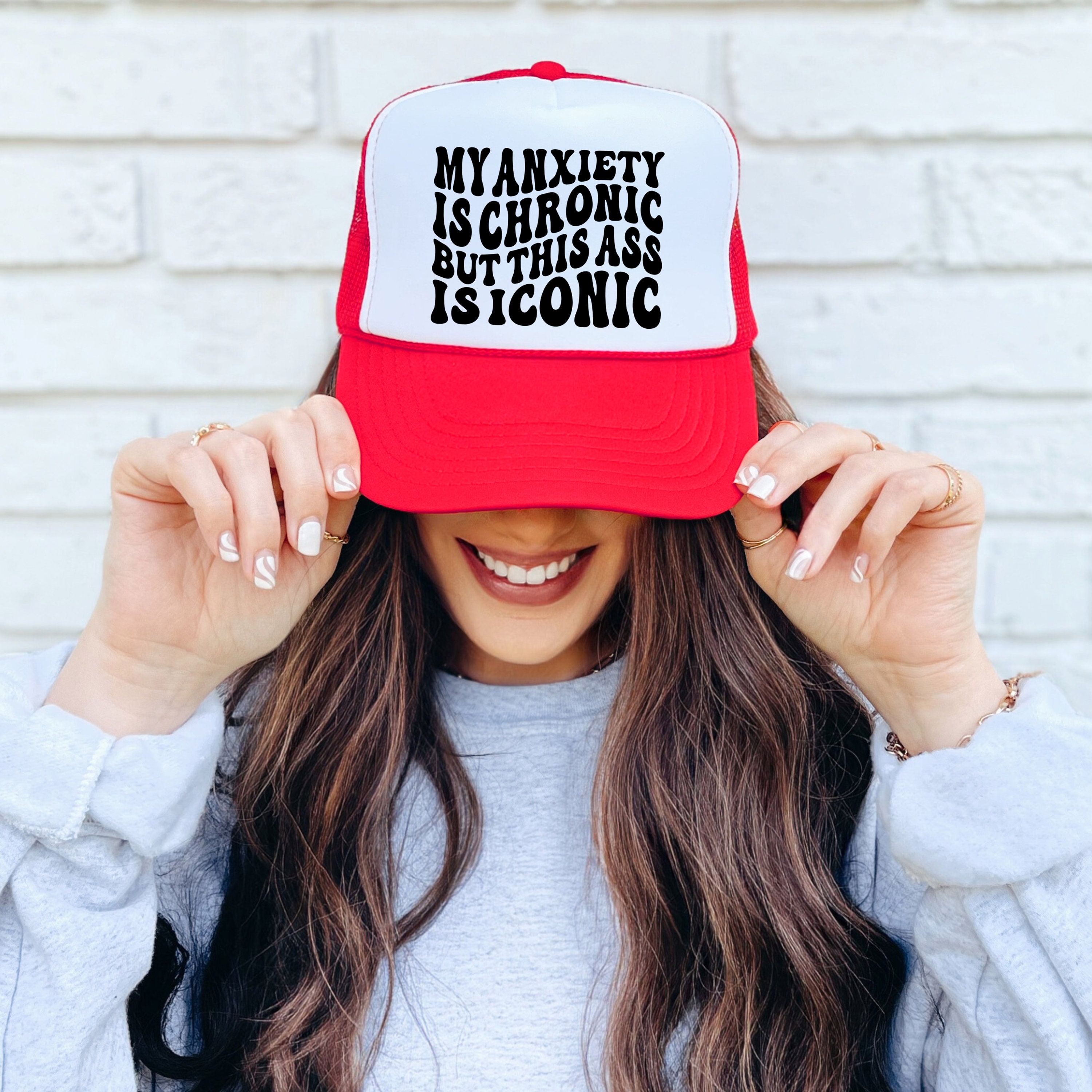 Anxiety Chronic Ass Iconic Trucker Cap, Cute Women's Trucker Hat ...