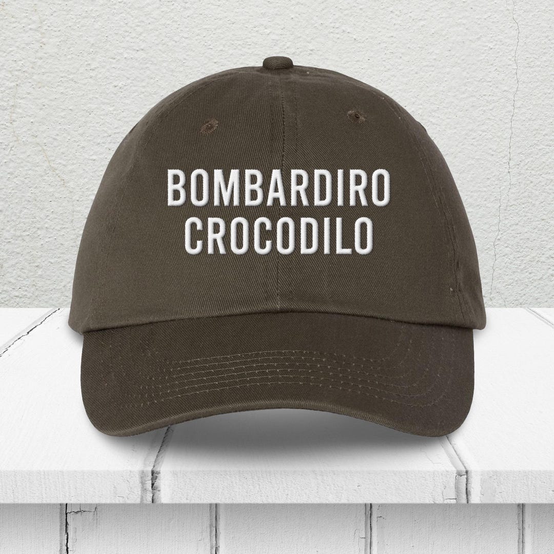 Bombardiro Crocodilo Italian Brainrot Embroidered Dad Hat, Funny Meme ...