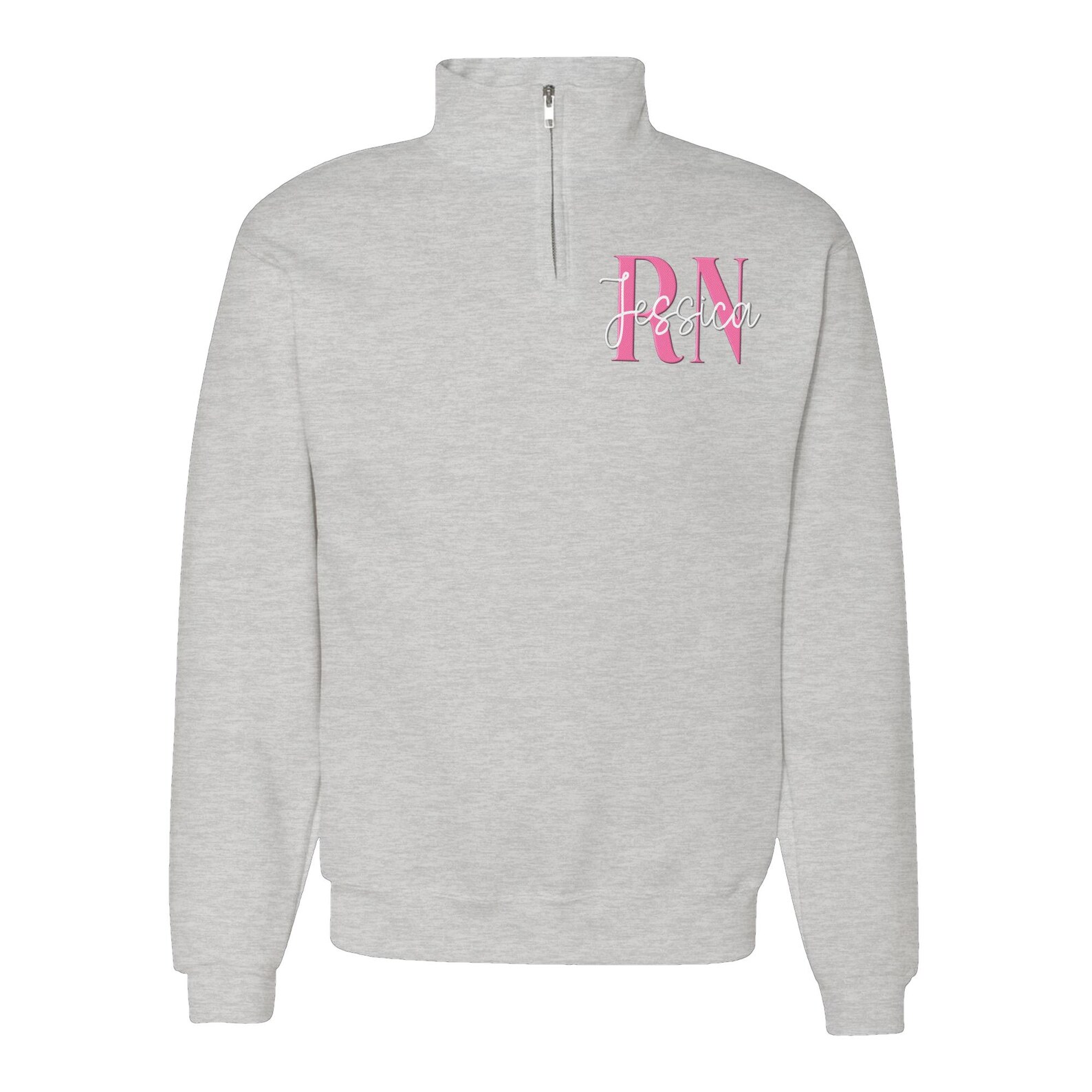 Custom RN Registered Nurse Embroidered Quarter Zip Sweatshirt, RN ...