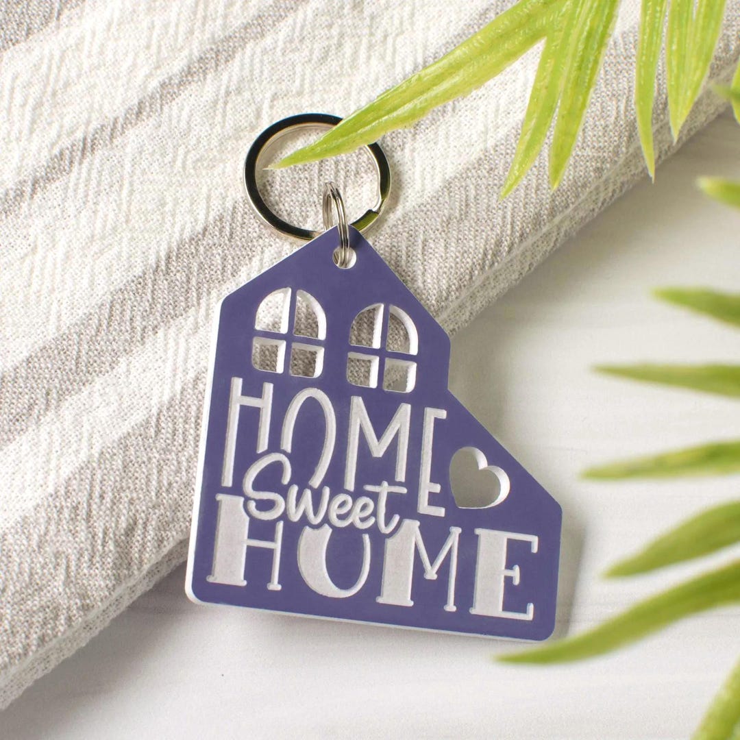 Home Sweet Home House Shaped Acrylic Keychain, Laser Cut Housewarming ...