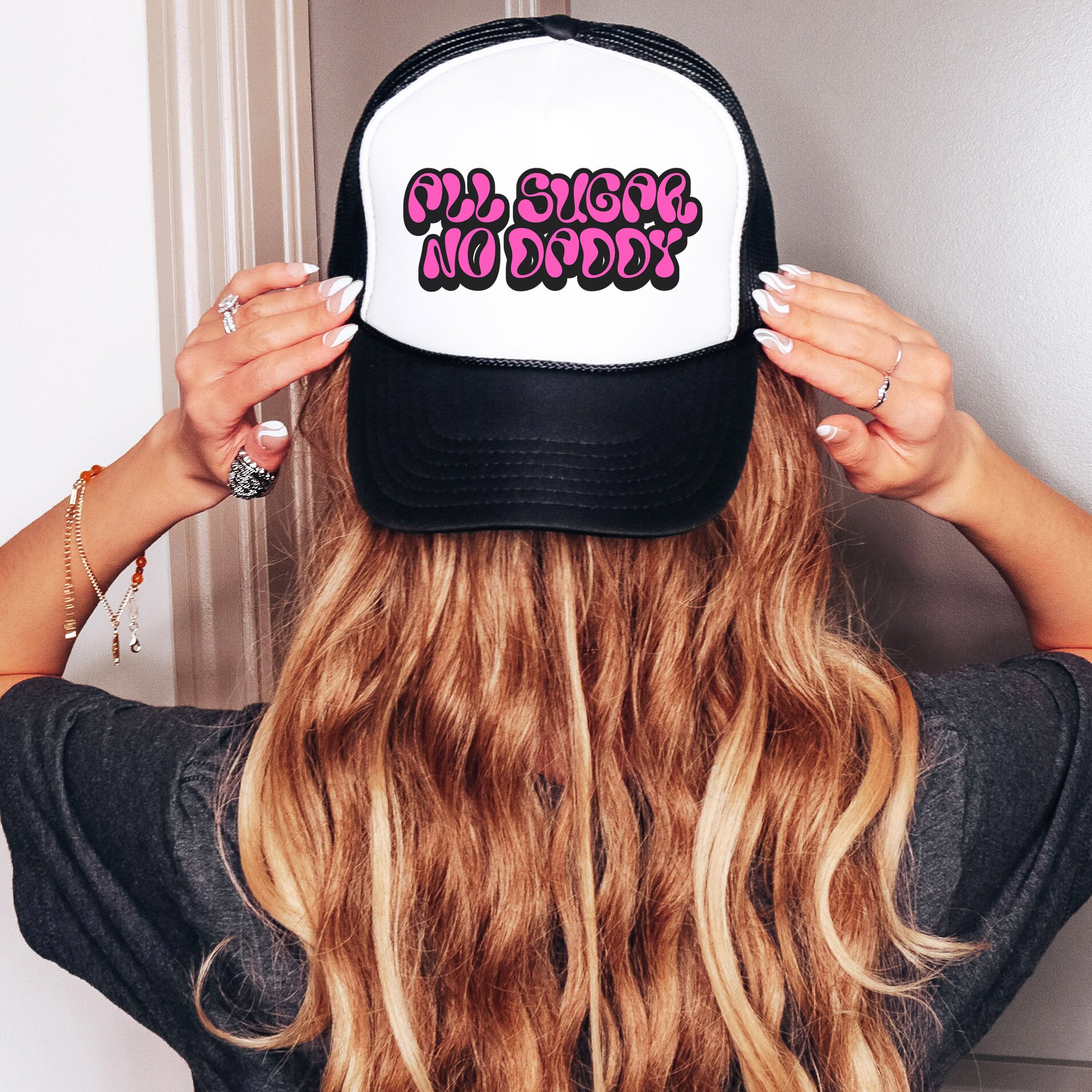 All Sugar No Daddy Trucker Cap, Cute Women's Trucker Hat, Sugar Daddy ...