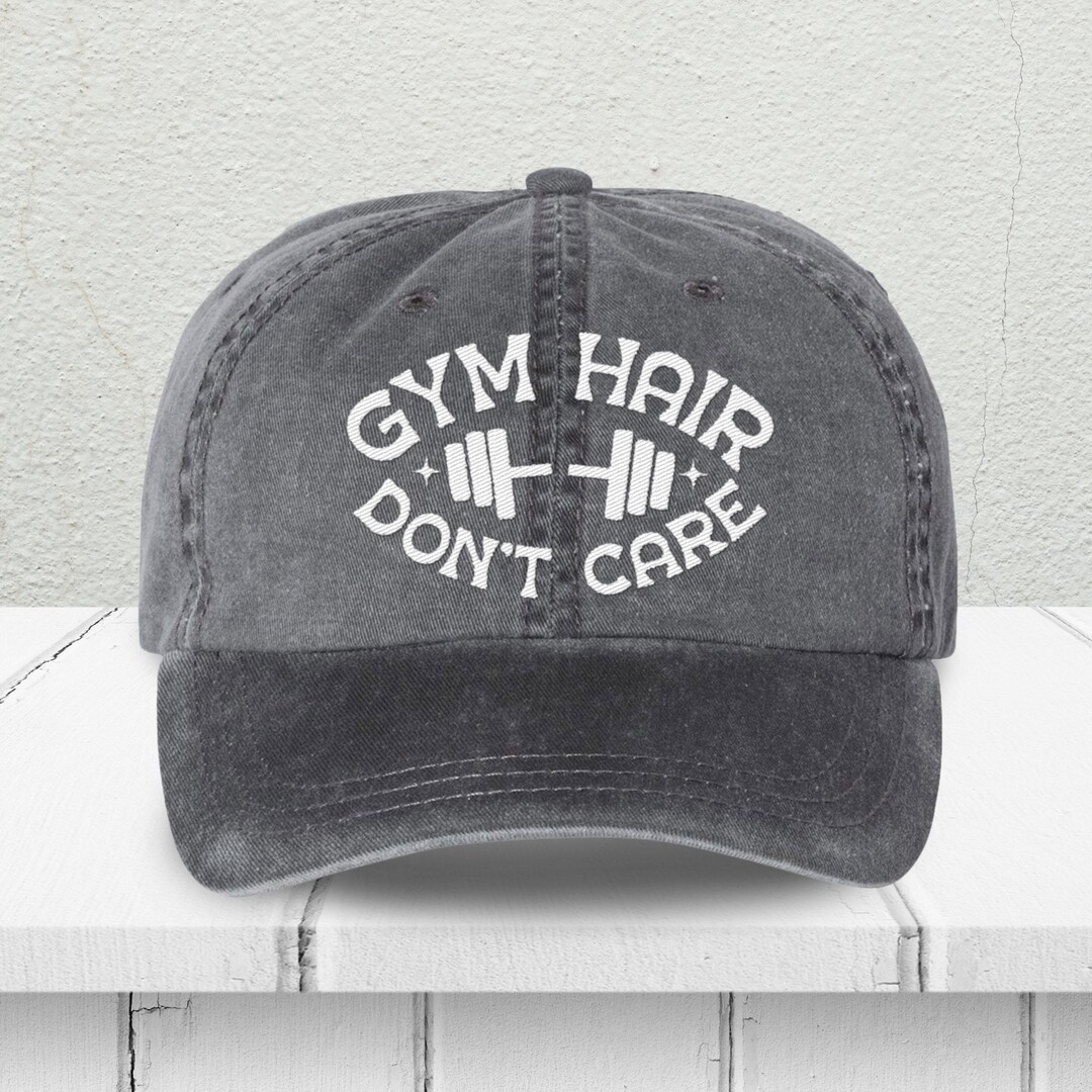 Gym Hair Don't Care Embroidered Pigment Dyed Hat, Cute Weekend Workout ...