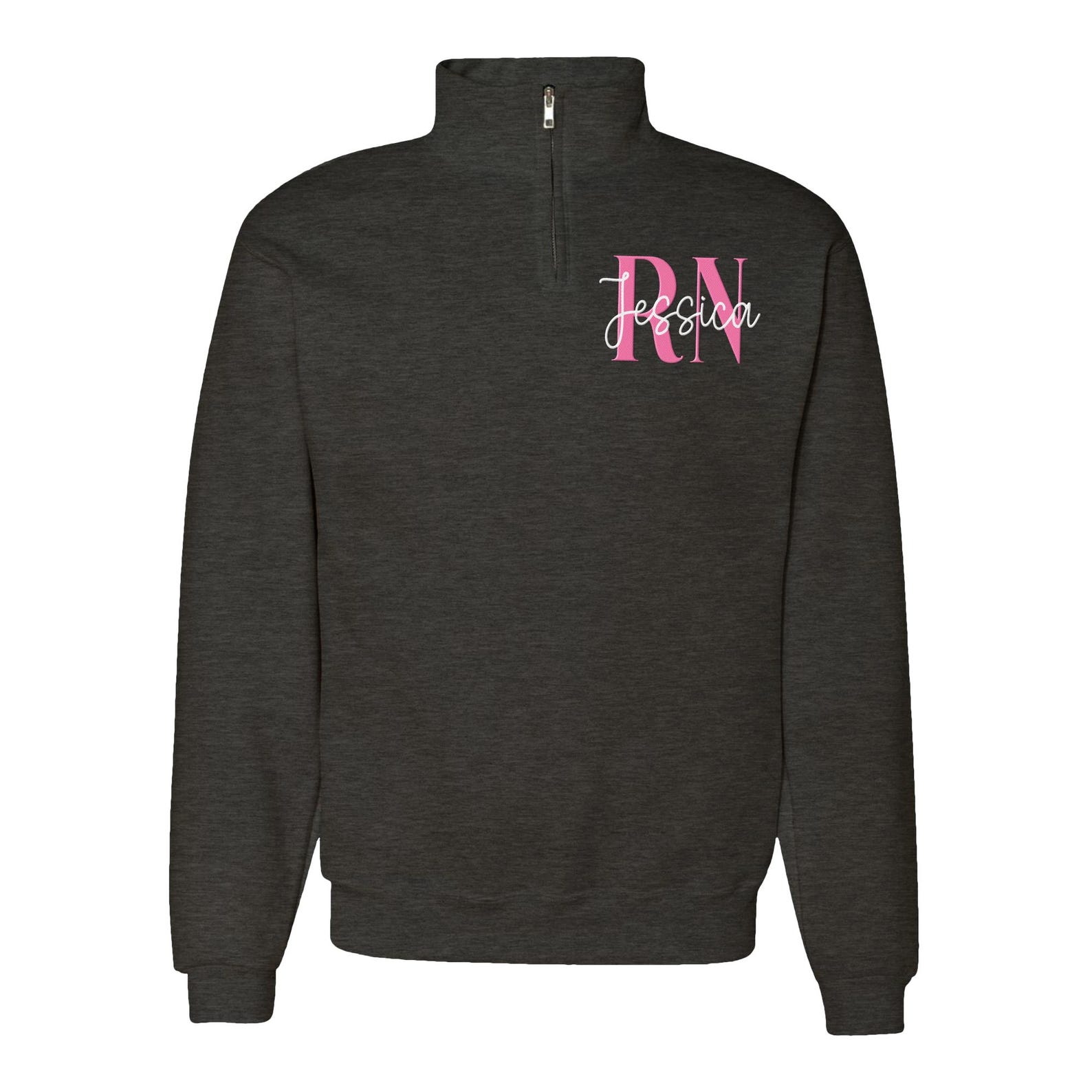 Custom RN Registered Nurse Embroidered Quarter Zip Sweatshirt, RN ...