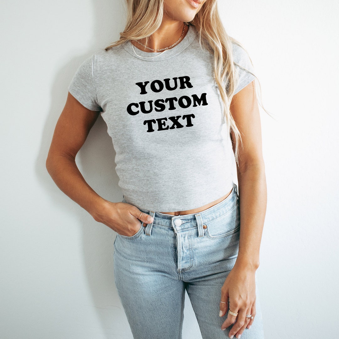 Custom Text Baby Tee, Cute Customized Baby Fit Shirt, Customizable Crop ...