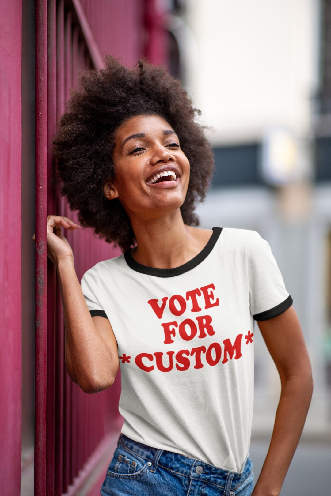 Vote for Custom Name Ringer Graphic Tee, Personalized Funny Election ...