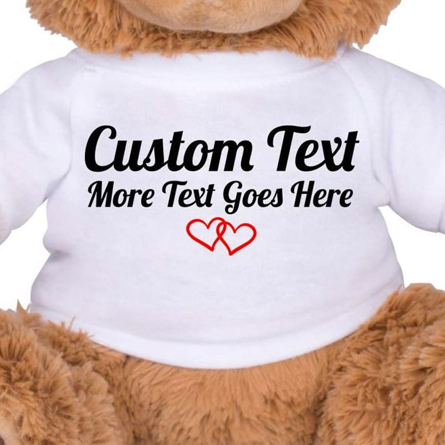 Custom Text Stuffed Bear, Cute Personalized Birthday Anniversary Gift ...