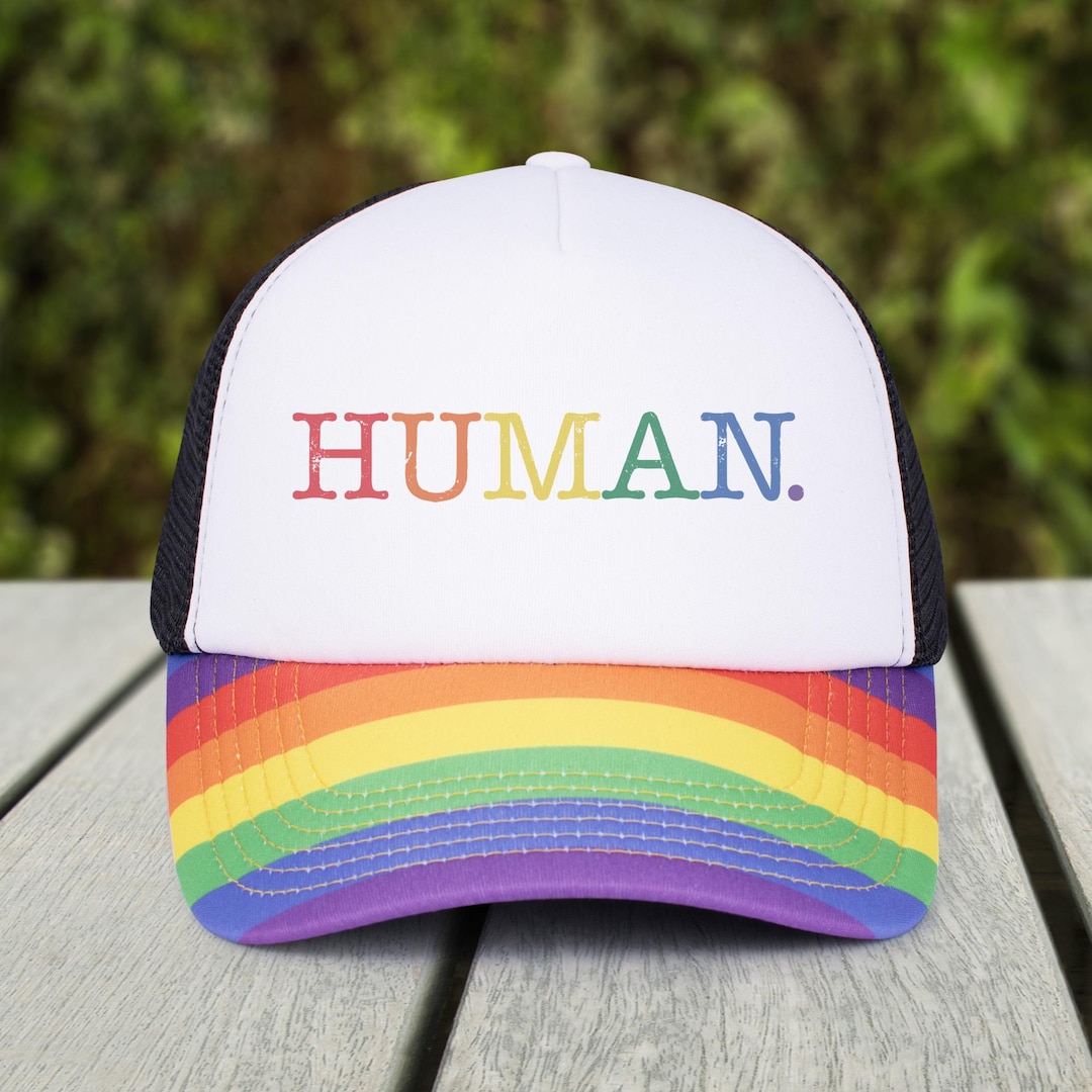 Rainbow Human Rainbow Trucker Cap - LGBTQ+ Pride Hat, Cute Rainbow ...