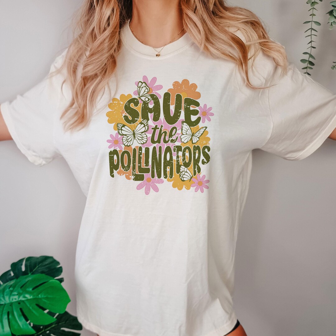 Save the Pollinators Comfort Colors Graphic Shirt, Boho Butterfly Shirt ...