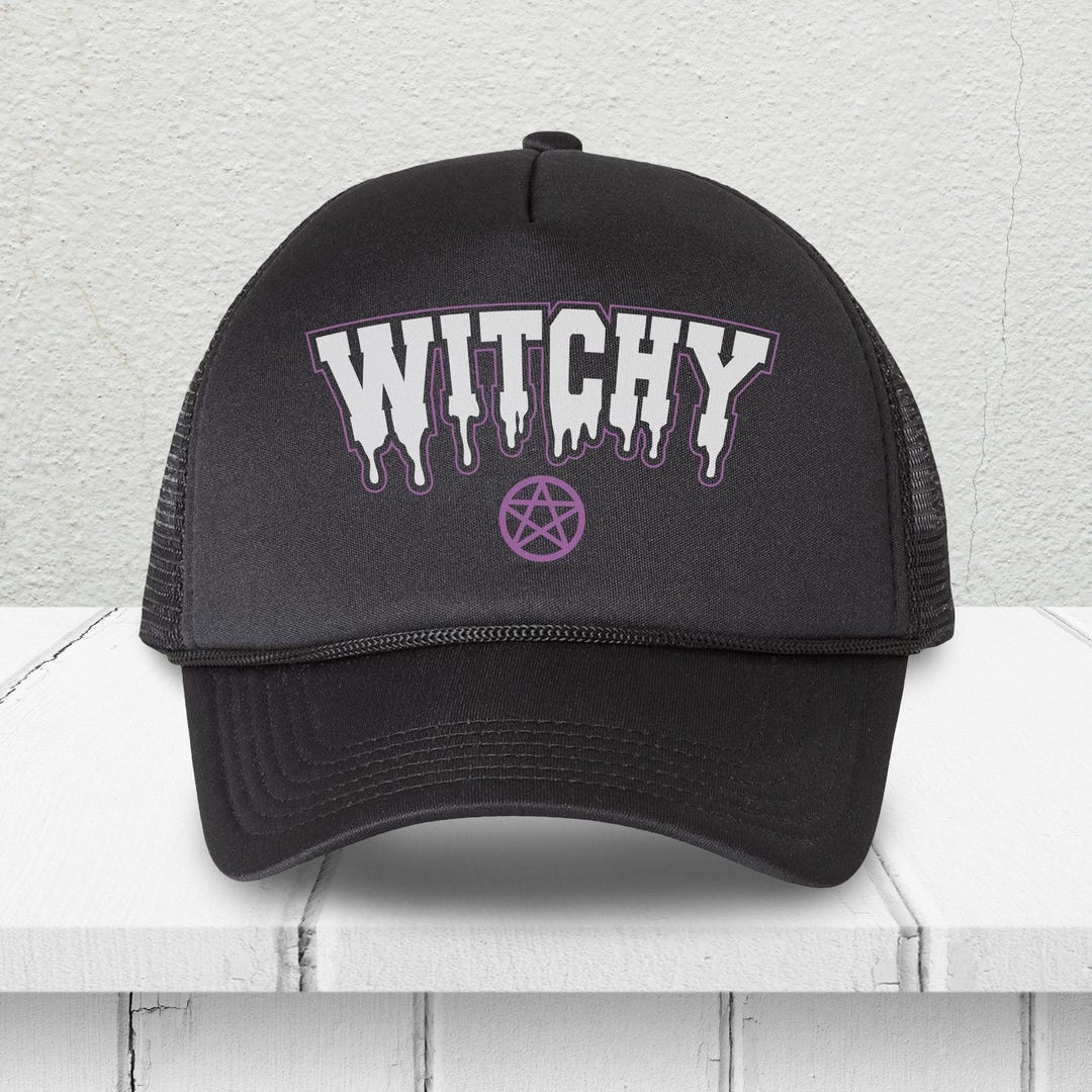 Drippy Witchy HX Foam Black Trucker Cap, Spooky Cap for Her, Cute ...