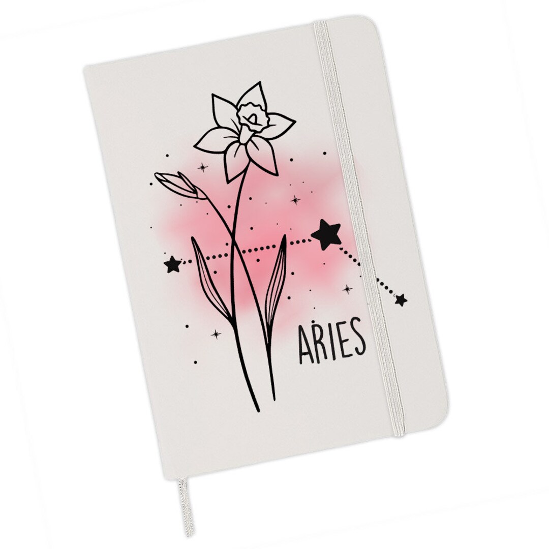 Flower Aries Journal, Zodiac Sign Gift, Cute Gift for Friend, Everyday ...