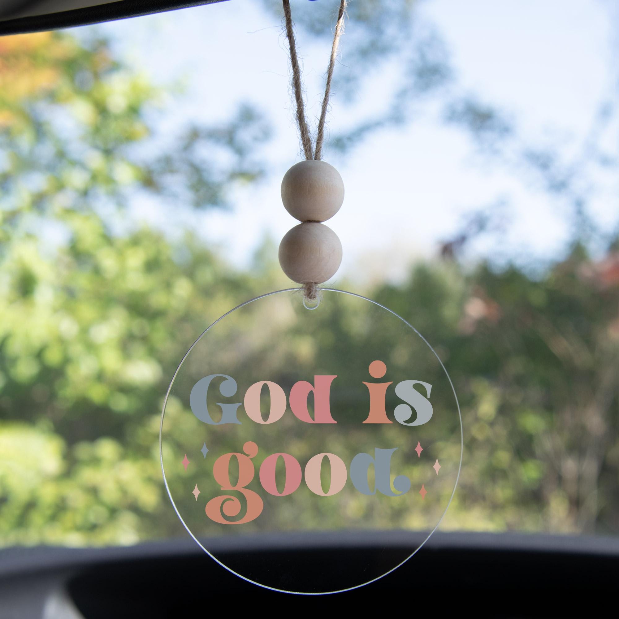 God is Good Rearview Mirror Car Decor With Wooden Beads, Christian Gift ...