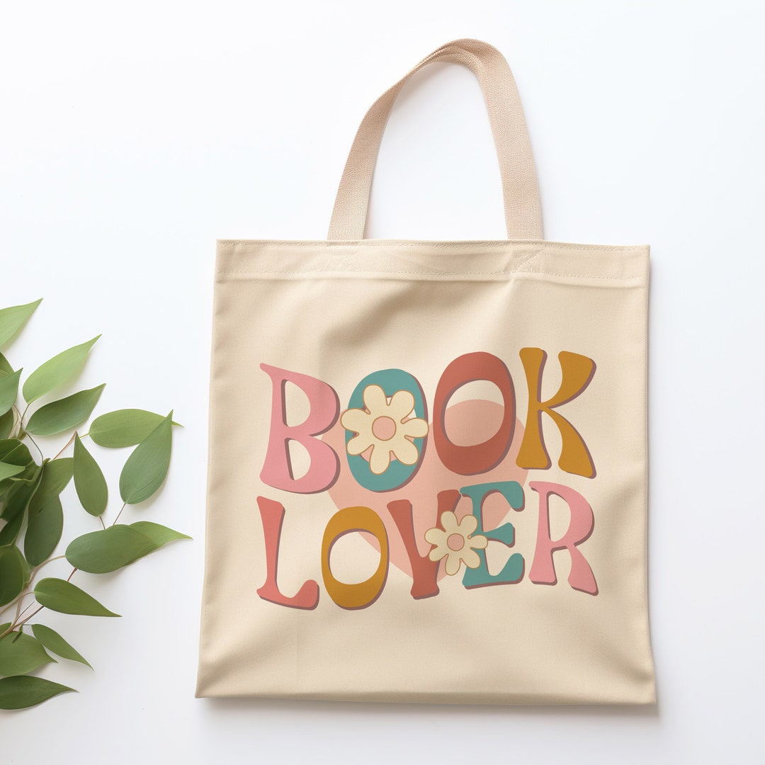 Book Lover Canvas Tote Bag, Cute Librarian Bag, Book Lover Canvas Bag ...