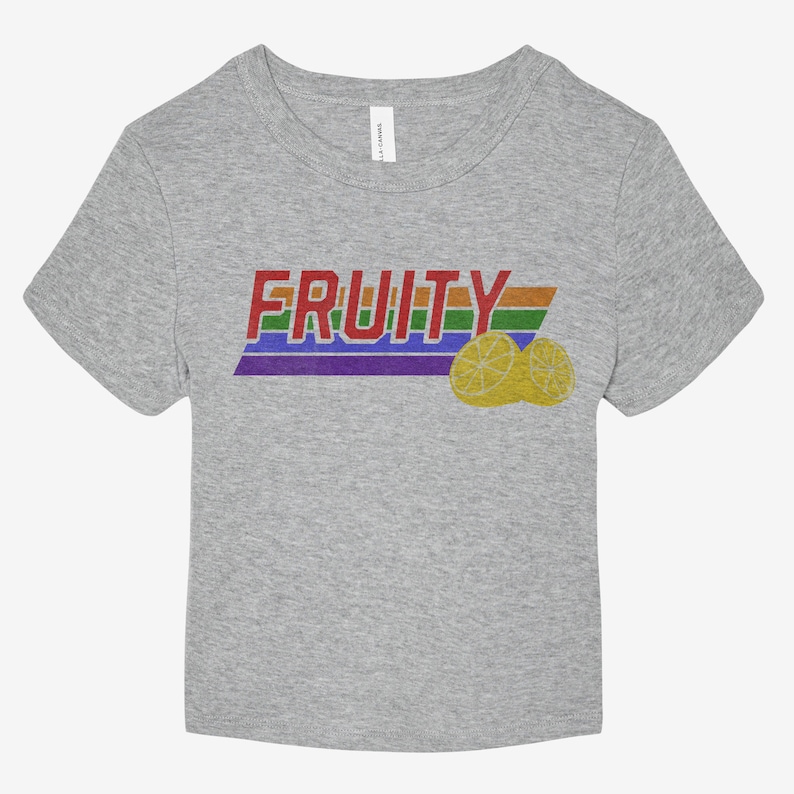 Fruity Baby Tee, Lesbian Gay LBGTQ Pride Baby Fit Shirt, Baby Crop Tee ...