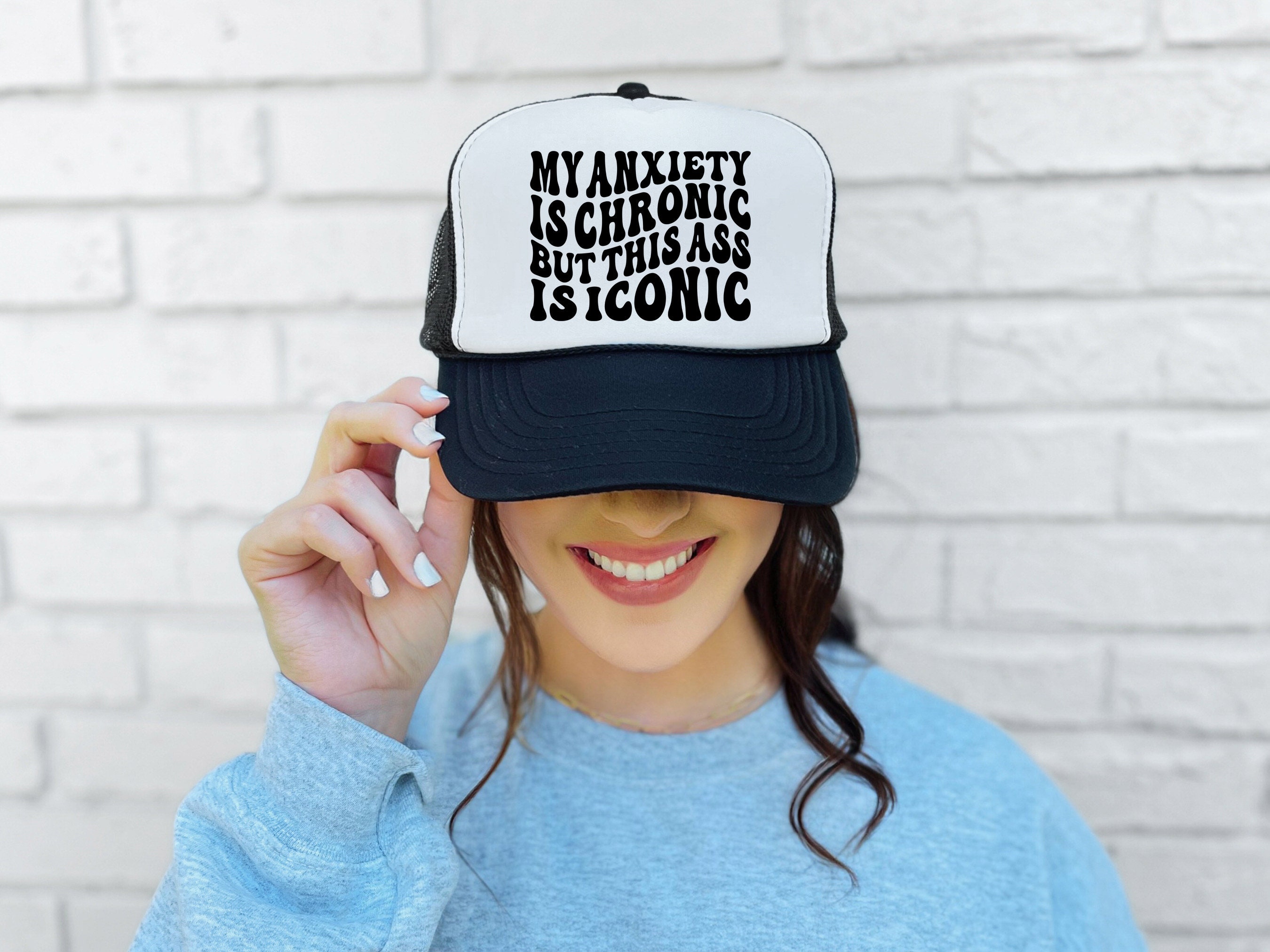 Anxiety Chronic Ass Iconic Trucker Cap, Cute Women's Trucker Hat ...
