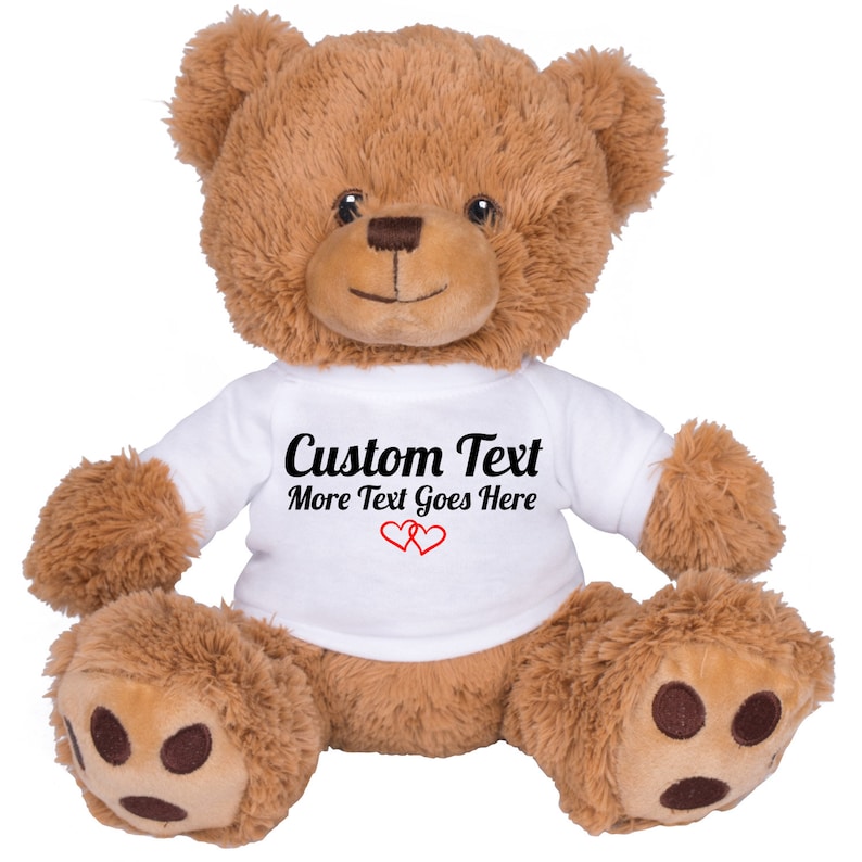 Custom Text Stuffed Bear, Cute Personalized Birthday Anniversary Gift ...
