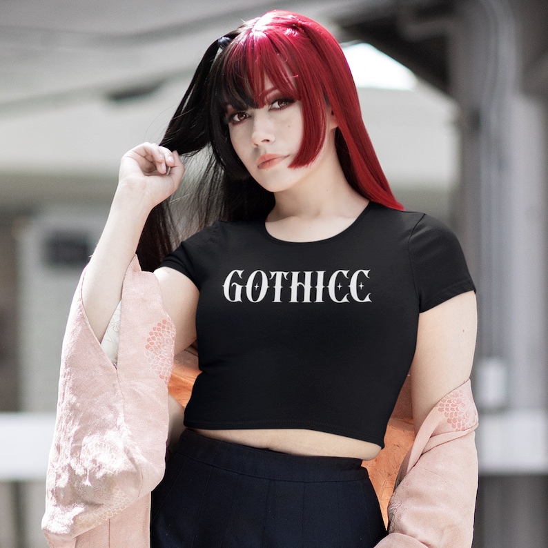 Gothicc Baby Tee, Cute Goth Girl Streetwear Style Baby Fit Shirt, Baby ...