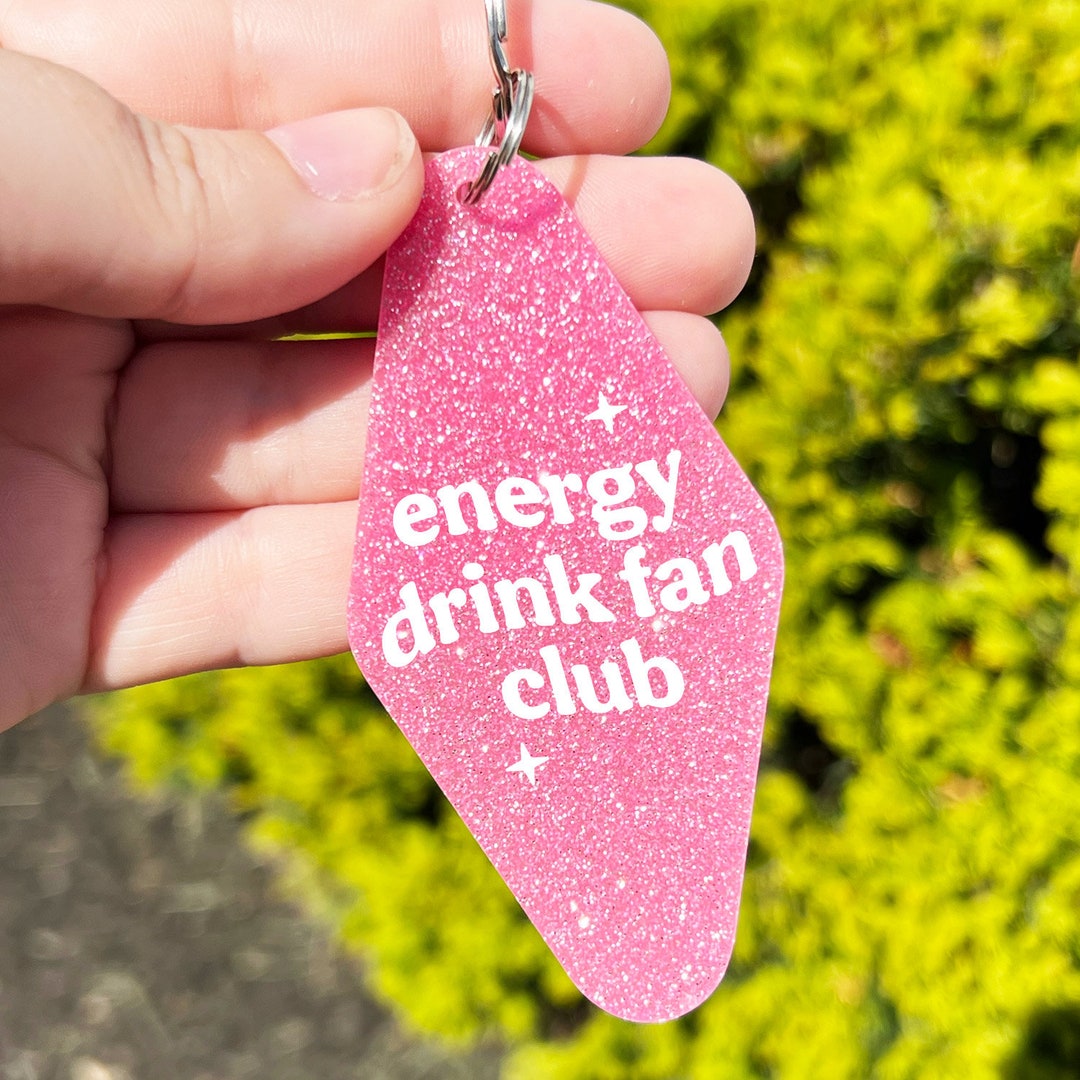 Energy Drink Fan Club Glitter Motel Keychain, Cute Retro Style Keychain ...