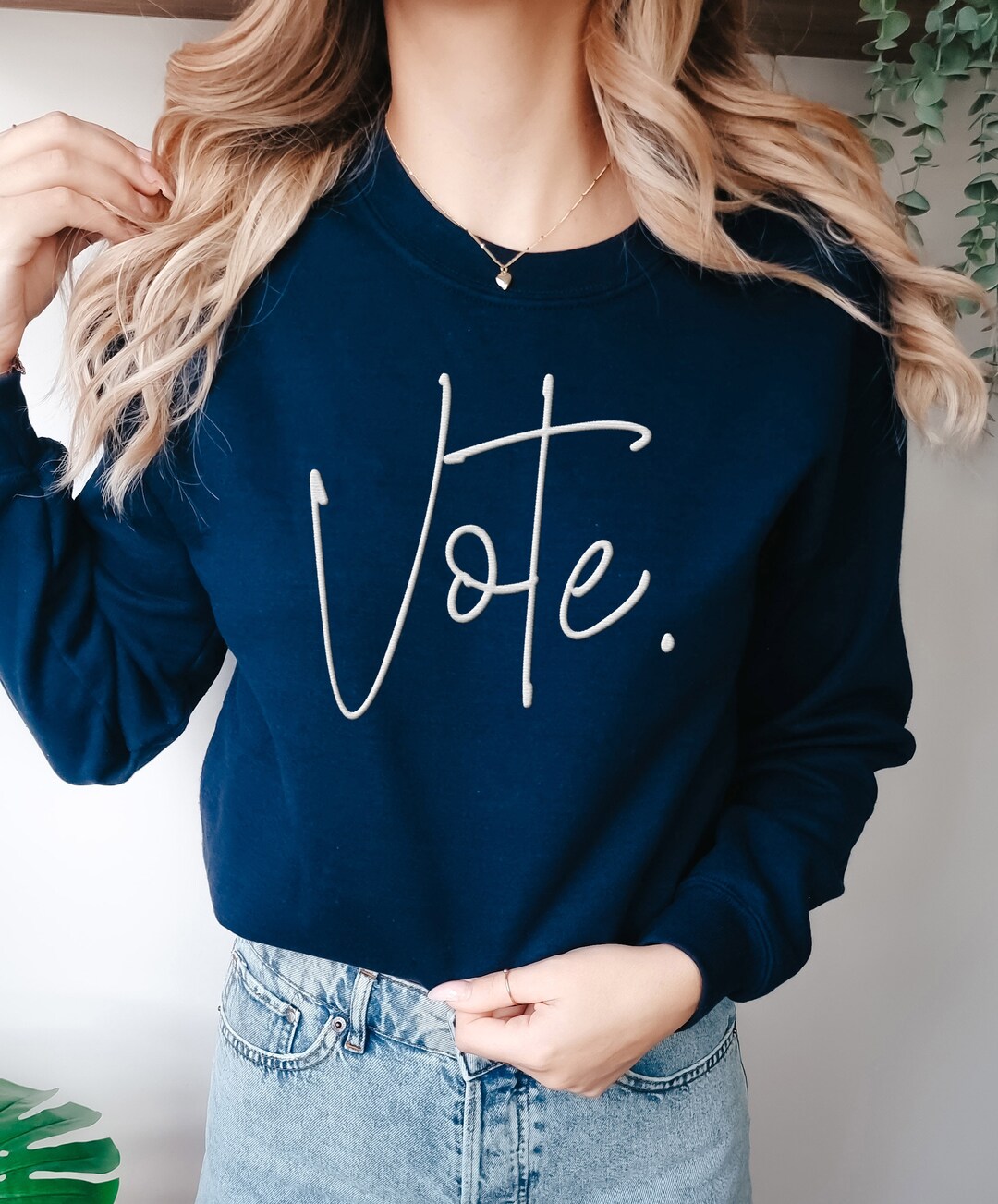Embroidered Simple Vote Unisex Crewneck Sweatshirt, Cute 2024 Election ...