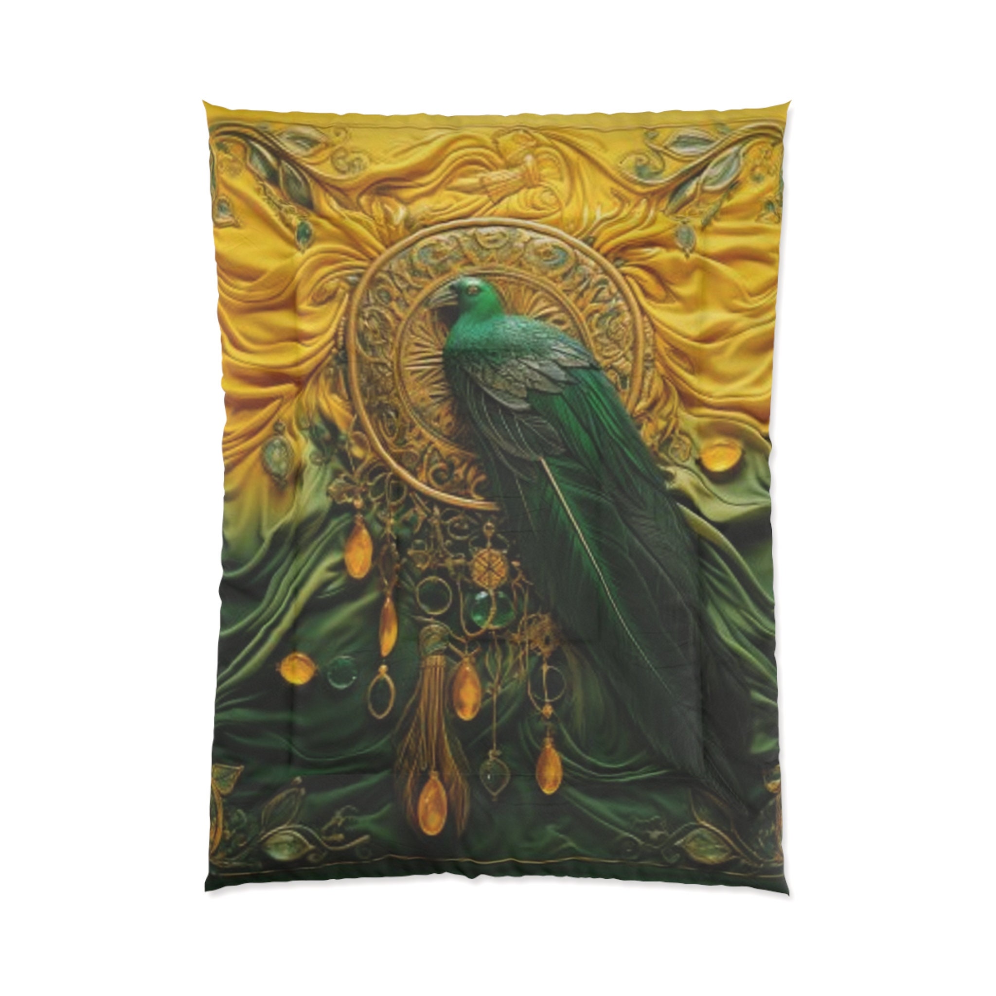 Native Emerald Raven Comforter - Etsy