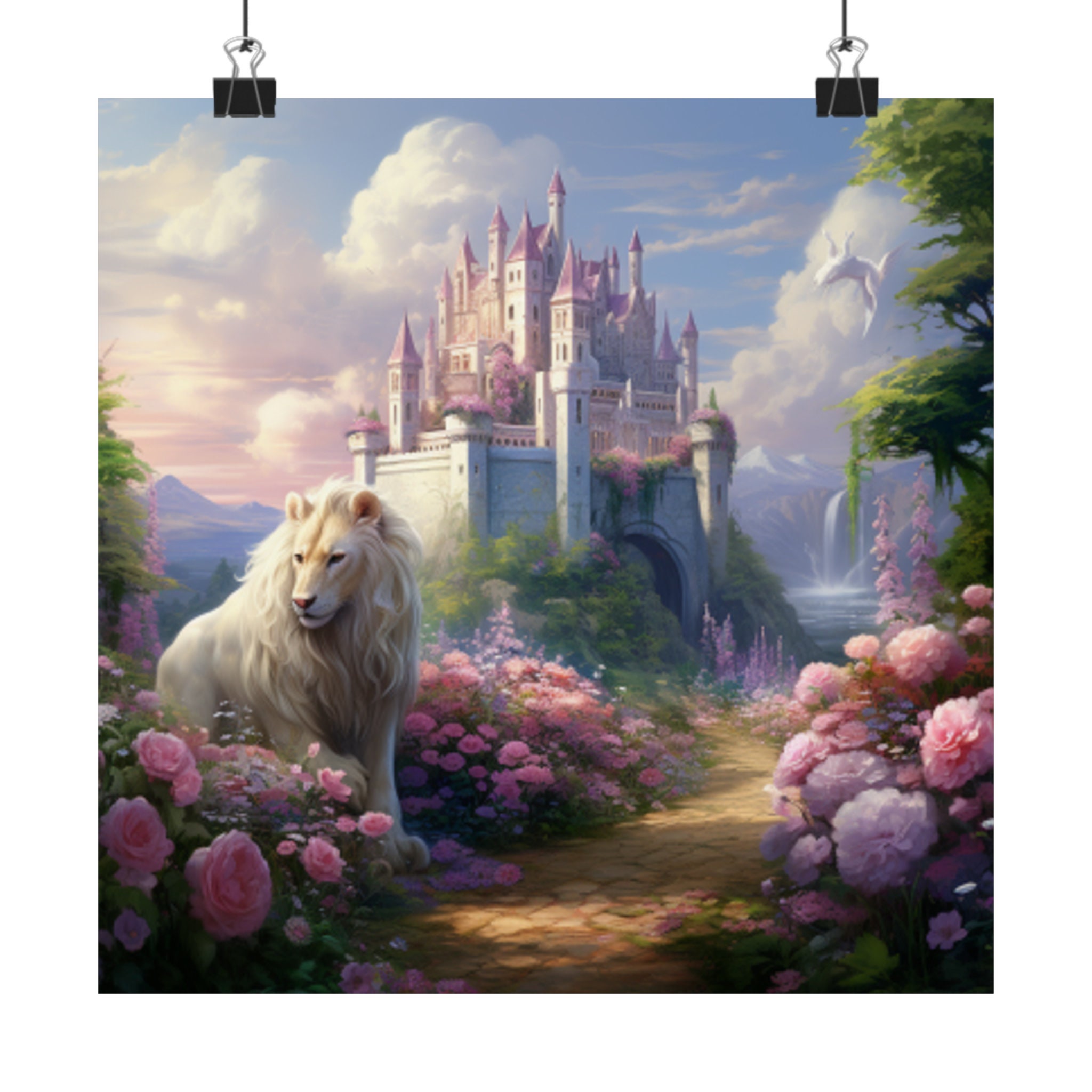 White Castle Poster Castle Sky Poster Pink Castle Horizontal Poster ...