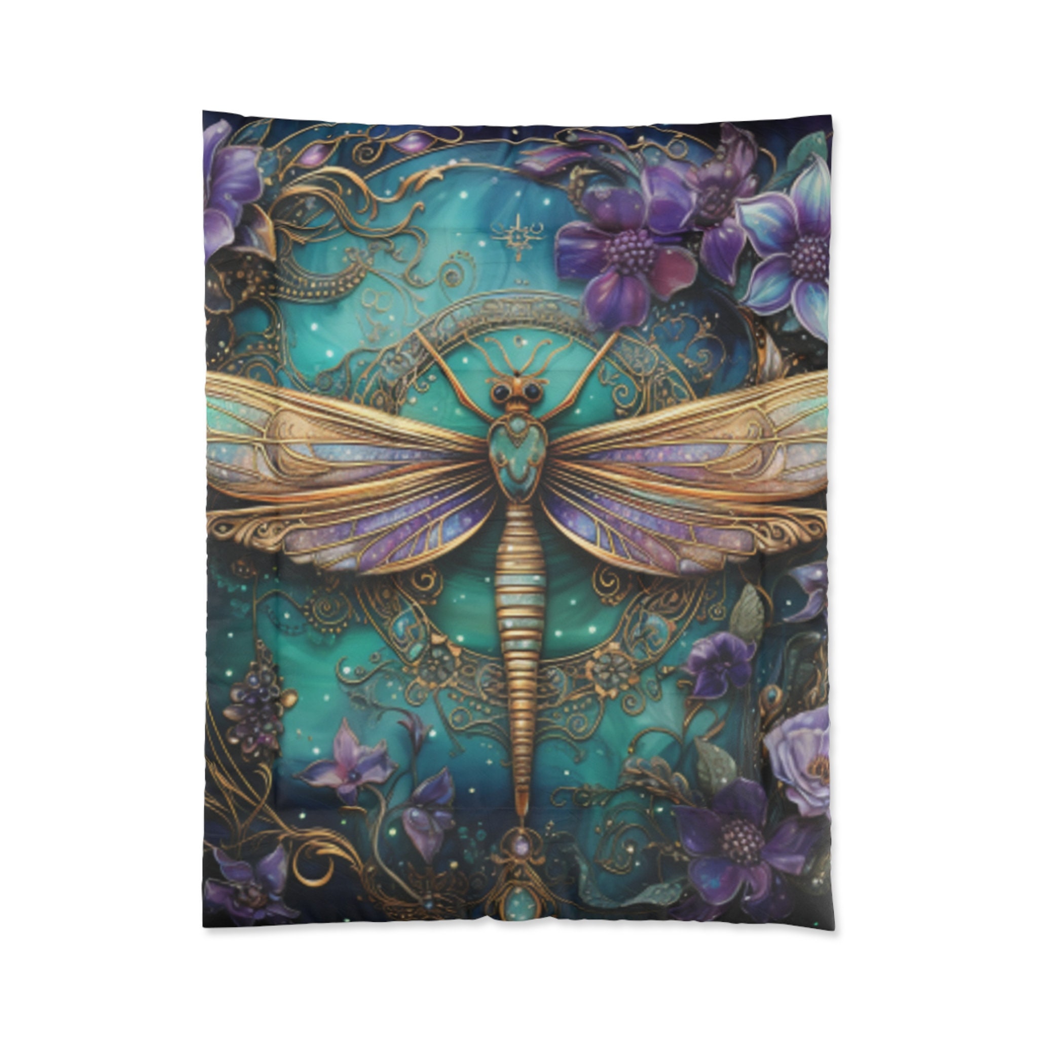 Green & Purple Dragonfly Comforter - Etsy