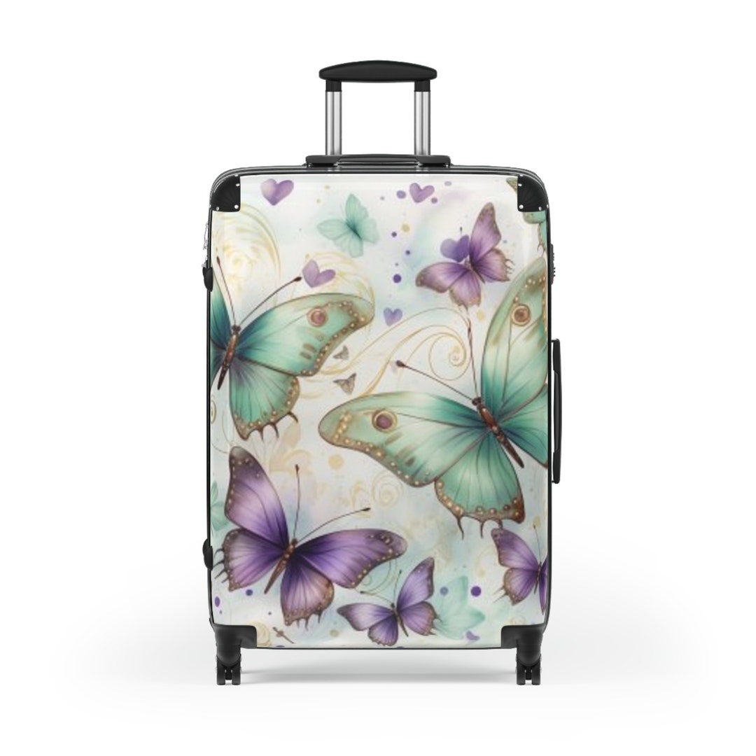 Purple & Green Butterfly Suitcase - Etsy