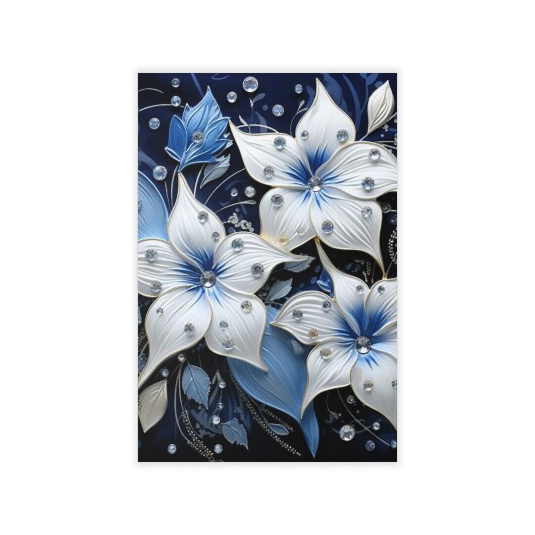 White & Blue Morning Glory Wall Decals - Etsy