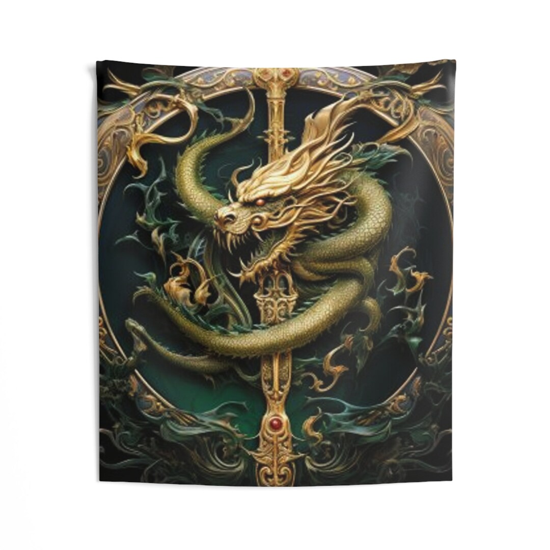 Green Dragon Sword Indoor Wall Tapestries - Etsy