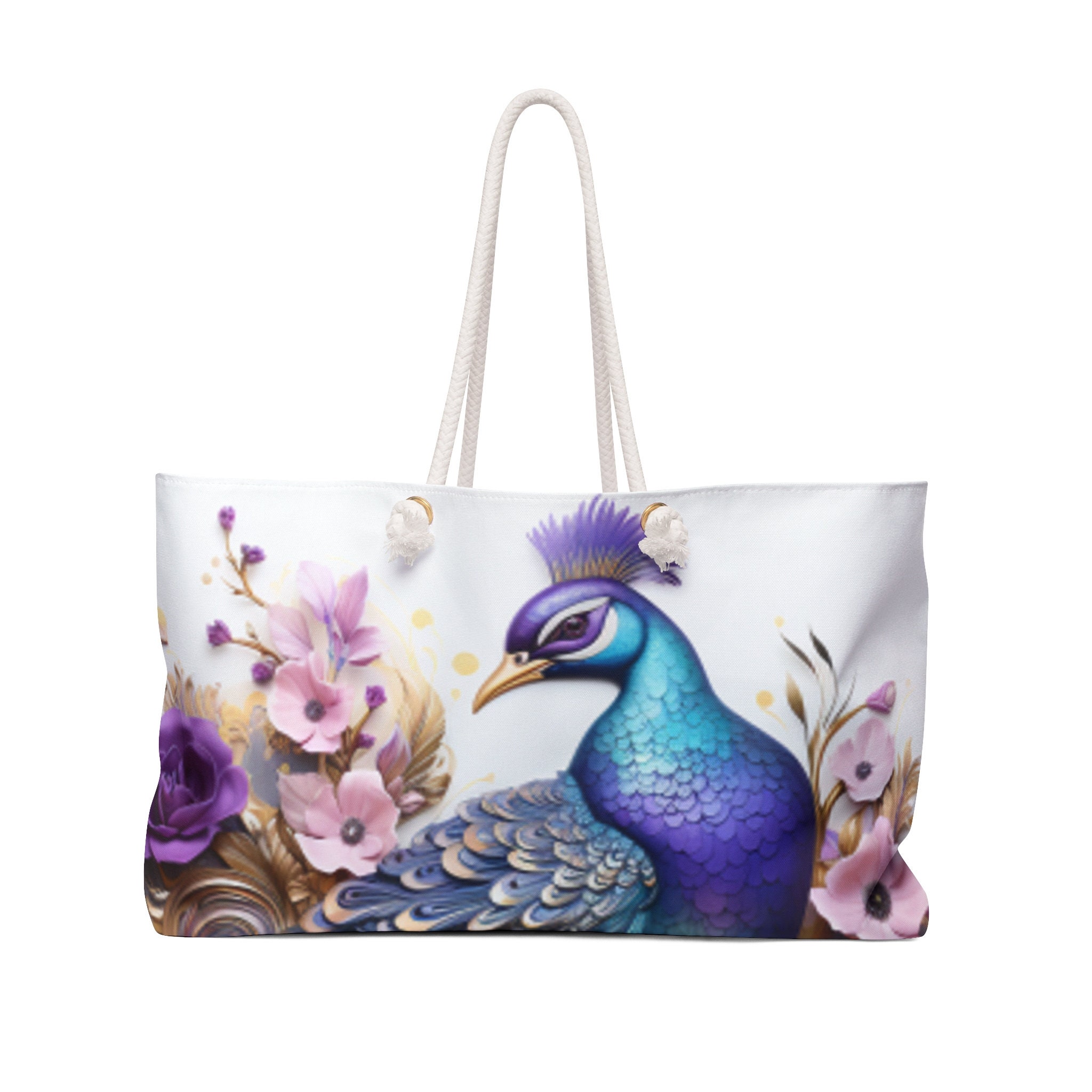 Peacock Weekender Bag Purple Peacock Bag Peacock Overnight Bag - Etsy