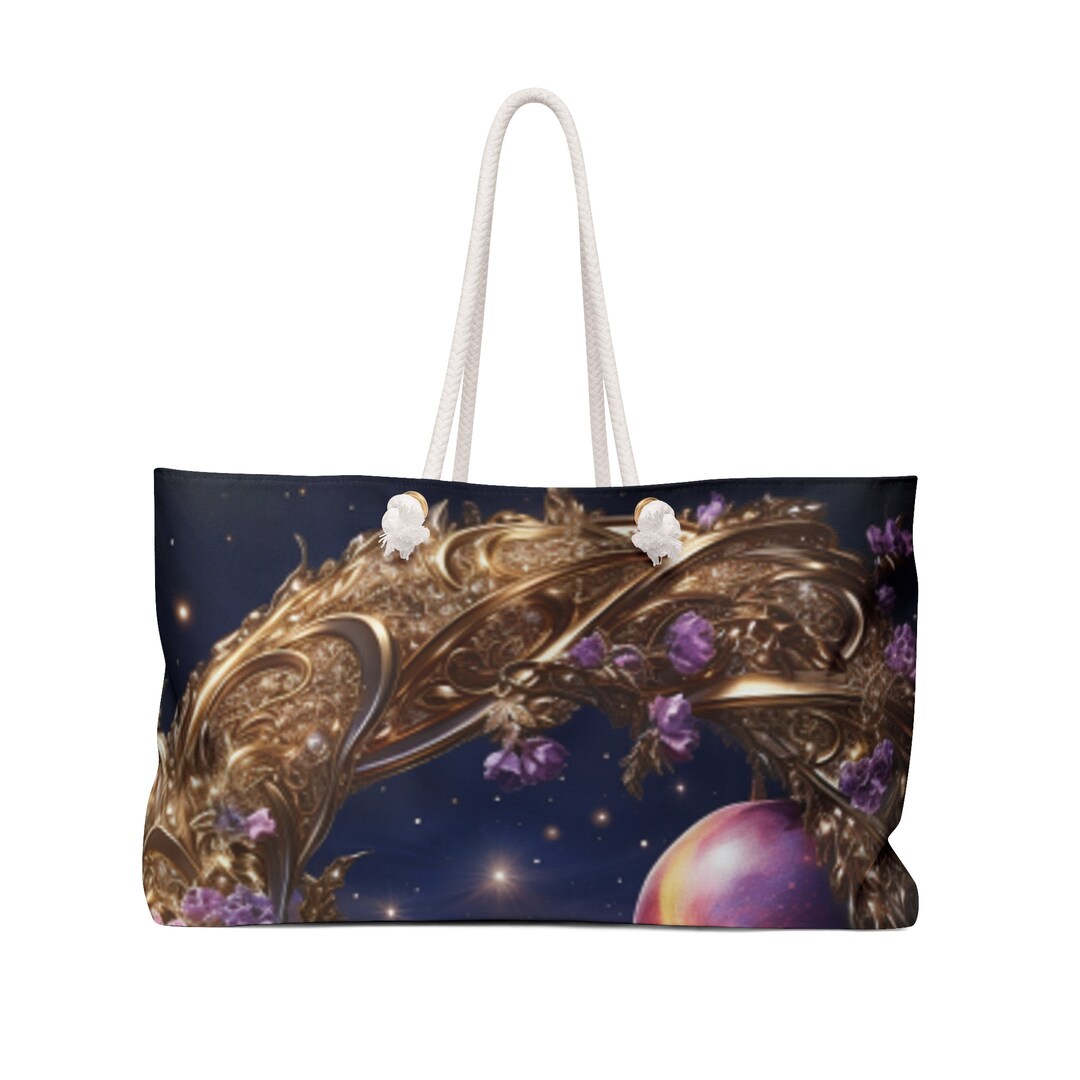 Purple Weekender Bag Gold Lace Bag Gold Bag Purple Overnight Bag - Etsy