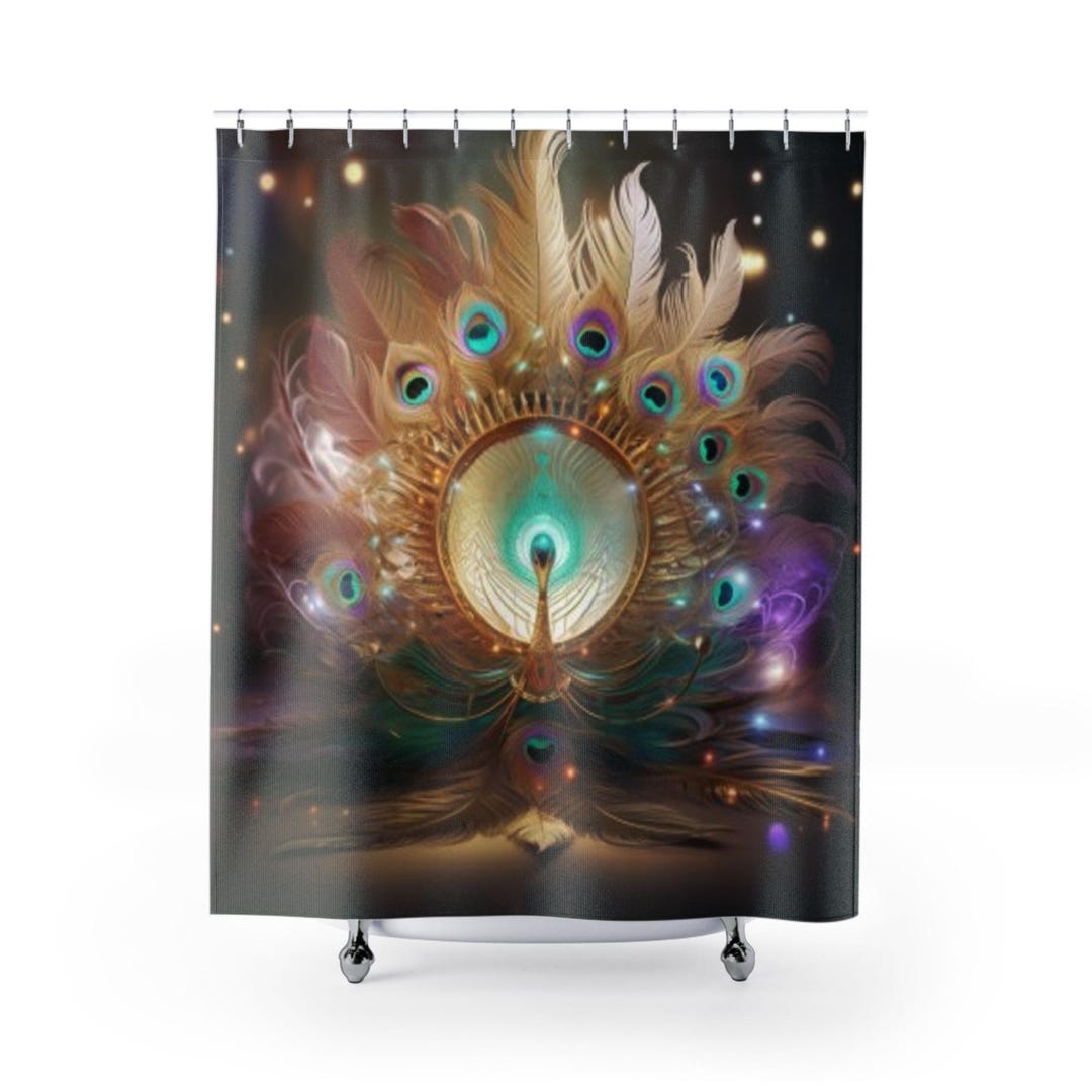 Tri Color Peacock Shower Curtains - Etsy