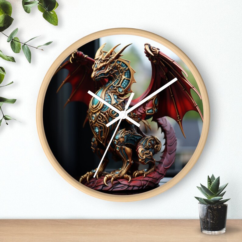 Blue Dragon Wall Clock Red Dragon Clock Crimson Dragon Wall Clock Blue ...
