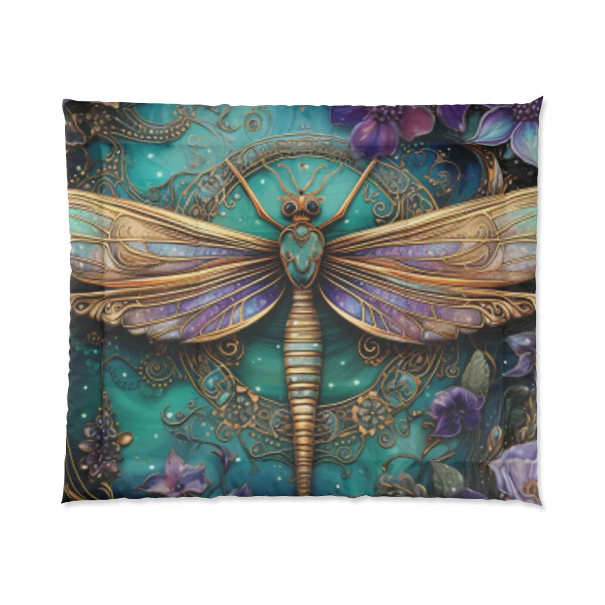 Green & Purple Dragonfly Comforter - Etsy