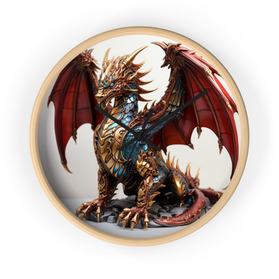Dragon Wall Clock Dragon Guardian Clock Red Dragon Wall Clock Blue ...