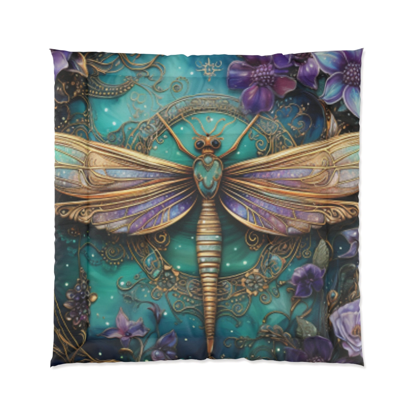 Green & Purple Dragonfly Comforter - Etsy