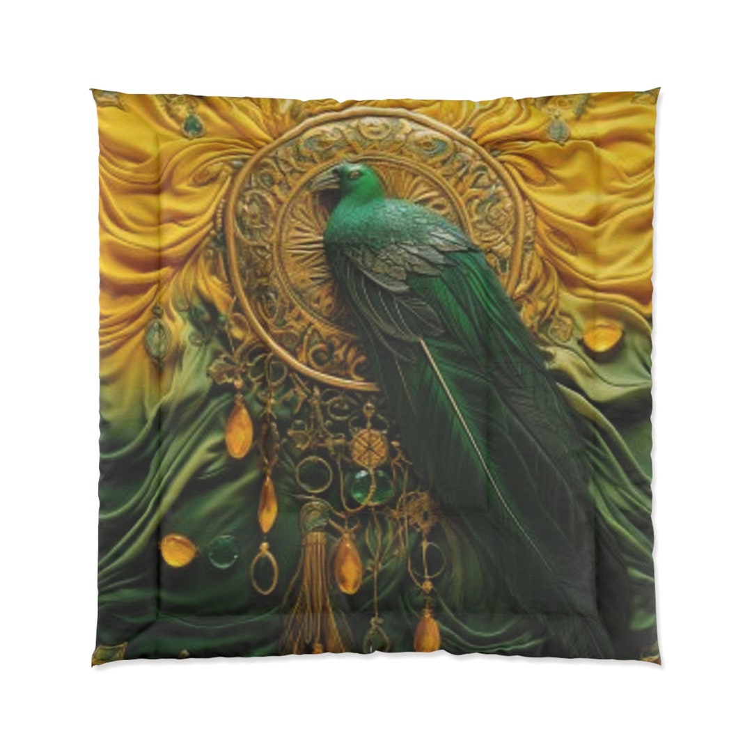 Native Emerald Raven Comforter - Etsy
