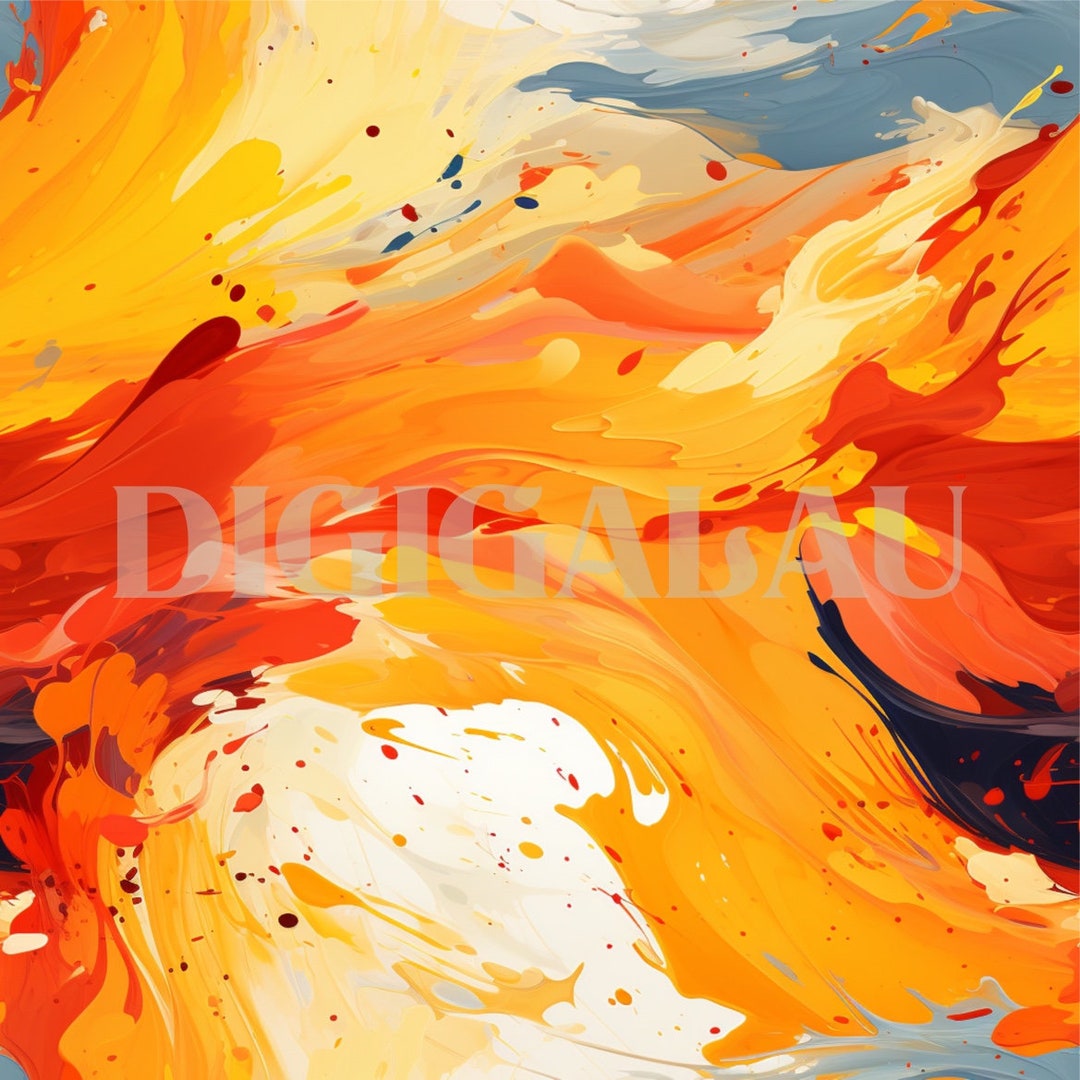 Bright Orange Blue Red Painting Desktop Phone Colourful Digital Paper ...