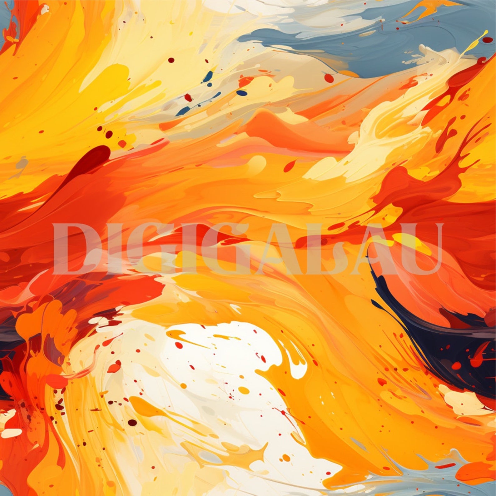 Bright Orange Blue Red Painting Desktop Phone Colourful Digital Paper ...
