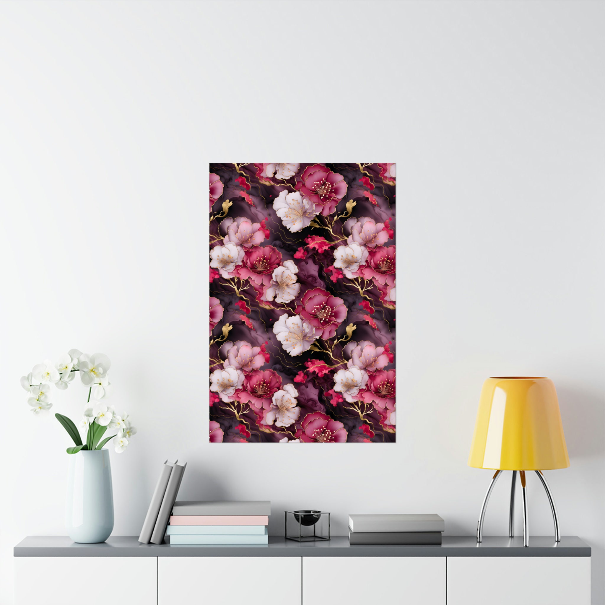 Japanese Blossom Design Colourful Colorful Digital Paper Flower ...