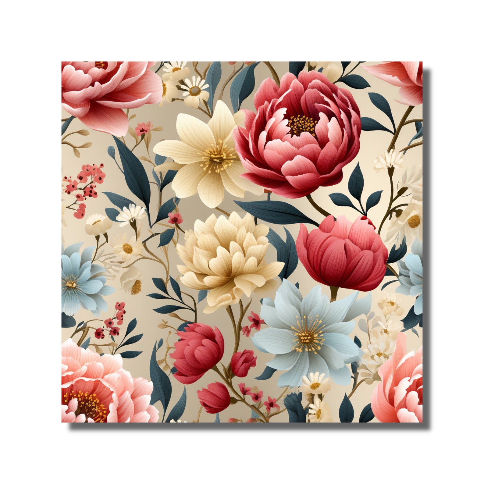 Vintage Pink Color Cute Floral Design Colourful Digital Paper Flower ...