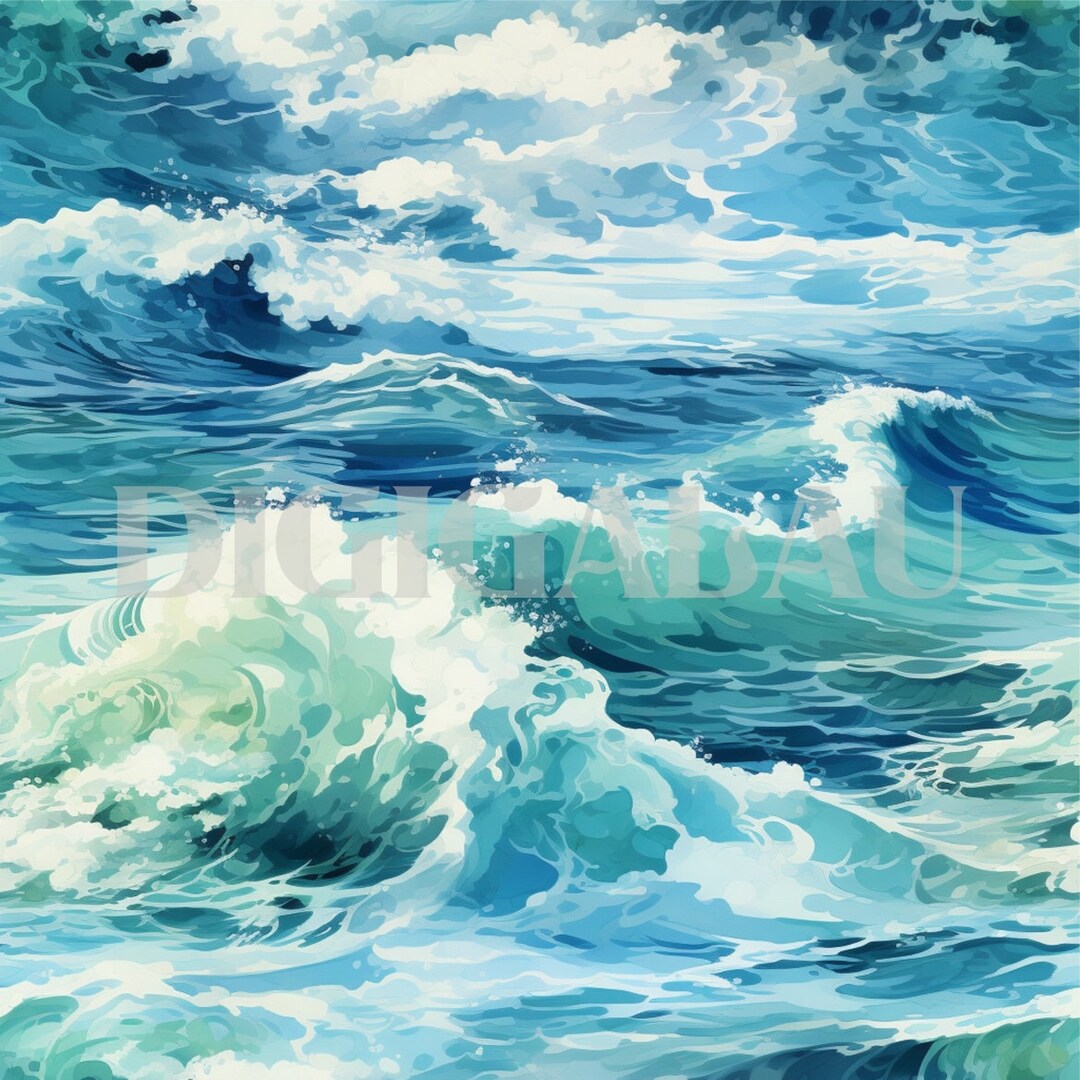 Blue Waves Background Water Waves Ocean Waves Background Digital Paper ...