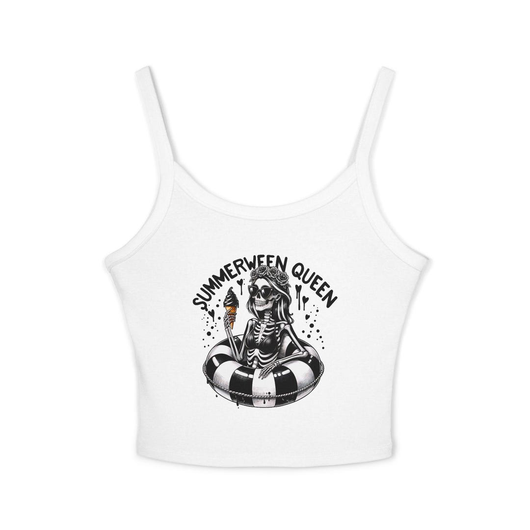 Summerween Queen Tank Top | Spooky Cute Skeleton in a Swimsuit | Gothic ...