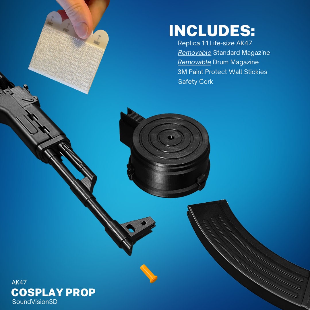 AK47 Cosplay Prop / Wall Art Life-size, 2 Removable Magazines, Wall ...