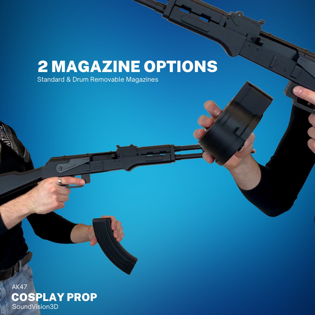 AK47 Cosplay Prop / Wall Art Life-size, 2 Removable Magazines, Wall ...